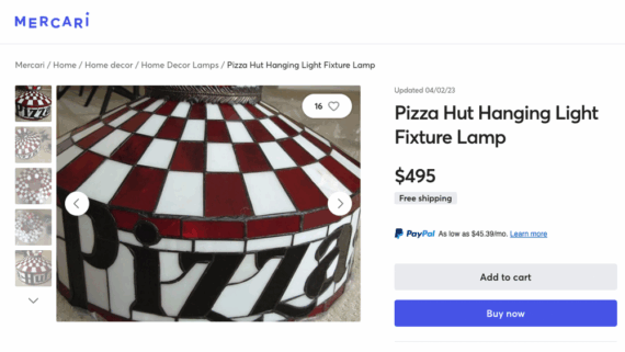 This Gloriously Tacky Pizza Hut Replica Lampshade Is for Sale for $495